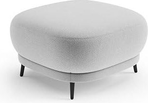 Cavadore Hocker Blue/Polsterhocker im modernen Design mit mattschwarzen Metallfüßen, ideal als Fußhocker oder Sitzgelegenheit / 90 x 49 x 90 / Flachgewebe, Mit