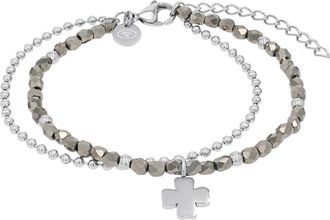 Tom Tailor Tom Tailor Armband f&uuml;r Damen, Edelstahl, mit Glas, 16+4 cm, silber, Kleeblatt, Geschenkidee, Armschmuck, Damenschmuck, 2100640