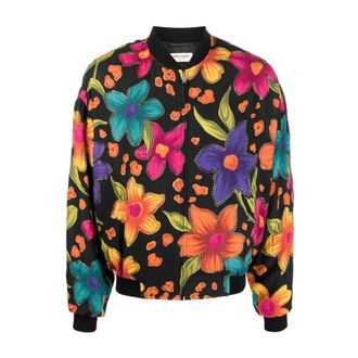 Saint Laurent Teddy Fleurs Cr&ecirc;pe Jacke - - Jackets - Herren - Mehrfarbig - XL