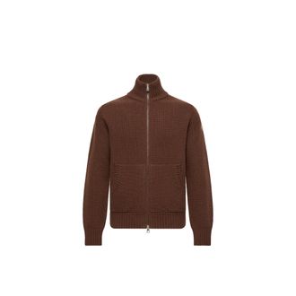 Moncler Moncler Cardigan En Laine Et Cachemire M&eacute;lang&eacute;s, Homme, Marron, Taille: 3xl