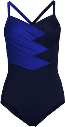 Lands End Shape-Badeanzug SLENDER mit Webdetail, Damen, Größe:40 regular, Blau, Elasthan/Nylon-Mischung, by Lands End