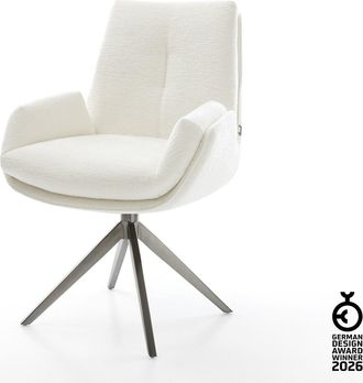 DELIFE Drehstuhl Clea-Flex Boucl&eacute; Soft Beige Kreuzgestell breit Graphit 360&deg; drehbar Wippfunktion, Esszimmerst&uuml;hle