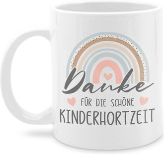 Shirtracer Tasse Tassen 325ml - Erzieher - Danke für die schöne Kinderhortzeit Boho Regenbogen - 325 ml - Weiß - geschenk erzieherin kita abschiedsgeschenk kinde