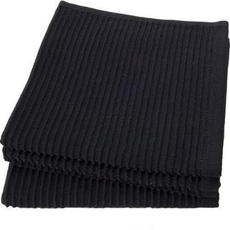 Now Designs Kitchen Dishcloths Geriffelt, Baumwolle, Schwarz, Set of 4, 4