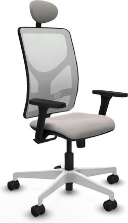 Piqueras y Crespo Wei&szlig;er Drehstuhl mit 3D-Armlehnen, h&ouml;henverstellbarer Lendenwirbelst&uuml;tze und festem Kopfteil, ausgestattet mit 3-fach verstellbarem Sofa-Schnitt und S