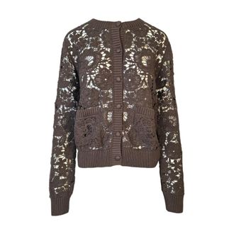 P.A.R.O.S.H. Spitzen-Strickjacke - - Knitwear - Damen - Braun - L