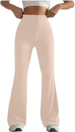 Generic 2025 Legging taille haute pour femme - Pantalon &eacute;vas&eacute; r&eacute;gulier et fixe - Pantalon de yoga actif &agrave; paillettes, beige, XXL