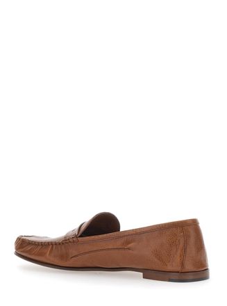 Versace Mens Loafers Leafer Medusa Brown Leather Goat