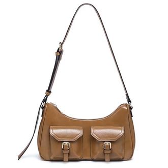 Dasein Sac &agrave; main r&eacute;tro pour femme en cuir synth&eacute;tique huil&eacute; avec poches &agrave; boucle Y2K, marron