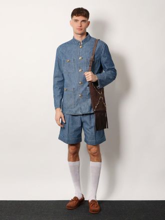 Valentino Mens Denim Shorts Blue Cotton