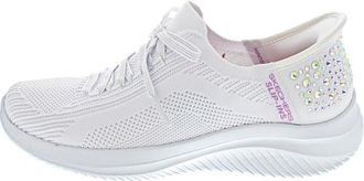 Skechers Baskets à Enfiler Mains Libres Ultra Flex 3.0 Brillantes Glitz pour Femme, Blanc, 40 EU