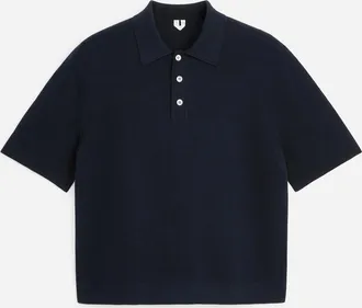 Arket Feinstrick-Poloshirt -Blau