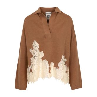 Semicouture Femme, Pulls, Brun, Taille: 38 FR Tricot encolure en V