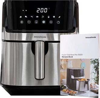InnovaGoods Hei&szlig;luftfritteuse 5,5L, airfryer 1700W, +100 Rezepten auf DE, heissluftfriteuse mit 8 Programmen, Ber&uuml;hrungsbildschirm, zeitschaltuhr und 360&deg; Luftstr