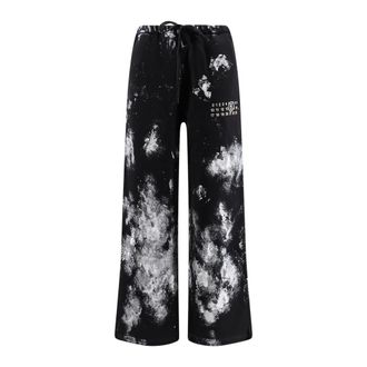Maison Margiela Femme, Pantalons, Noir, Taille: 38 FR Pantalon de jogging en coton avec broderie de signature num&eacute;rique