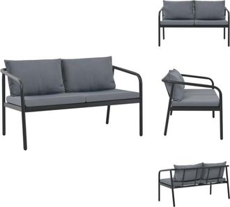 vidaXL 2-Sitzer-Gartenbank mit Auflagen Grau Aluminium - Aluminium Gartenm&ouml;bel - Outdoor Sofa - Gartensofa Grau - 2er Set - Lounge M&ouml;bel