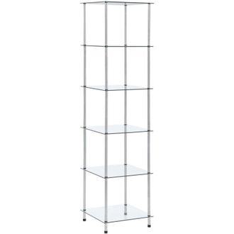 vidaXL Vidaxl - &Eacute;tag&egrave;re en verre tremp&eacute; 6 niveaux 40x40x160 cm - Acier inoxydable - Dispositif de fixation murale inclus - Pour objets d&eacute;coratifs et livres
