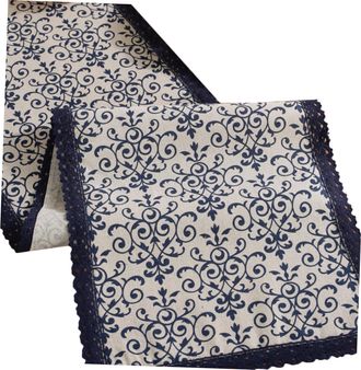 Holibanna Tischläufer Im Retro-Stil Blau-weiße Tischdekoration Für Hochzeit Und Party Aus Hochwertiger Baumwolle