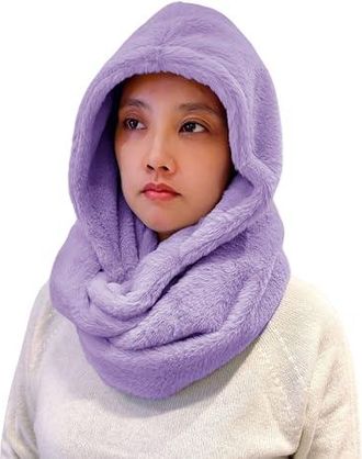 Lina & Lily Écharpe Tube à Capuche en Fausse Fourrure pour Femme Hiver (Lavande)