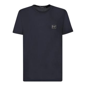 Dolce & Gabbana Crewneck Baumwoll-T-Shirt - - Tops - Herren - Blau - L