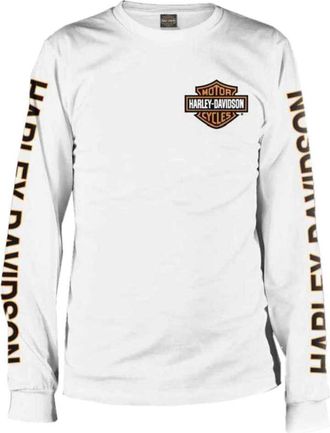 Harley-Davidson Harley-Davidson 30291744 Herren-Langarmshirt, Oranges Bar-&-Shield-Logo, Schwarz, Weiss/opulenter Garten, XL