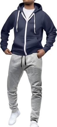 Generic Surv&ecirc;tement De Sport Pour Homme, Sweat &Agrave; Capuche Zipp&eacute; Manches Longues Et Pantalon Ensemble De 2 Pi&egrave;ces, Ample Et Confortable, V&ecirc;tements Chaud Fitness