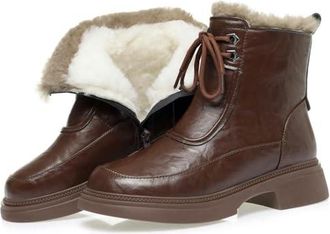 Generic QXDZSW Bottines pour femme - Antid&eacute;rapantes - Chaudes - Chaussures dhiver - Grande taille - Plateforme - Bottes de neige pour femme, Laine marron, 37.