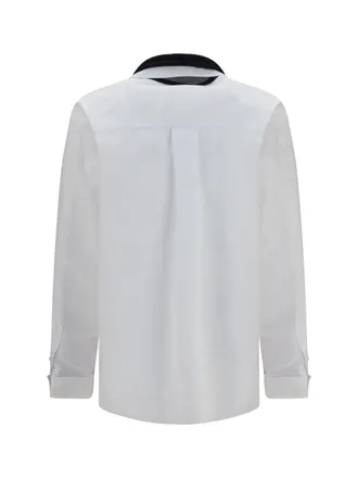 sacai Womens Cotton Poplin Scarf Shirt Off White Polyester