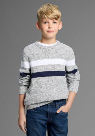 Bruno Banani Strickpullover Ringelpullover in modischer Strickstruktur f&uuml;r Jungen F&uuml;r TEENS, Pullover in Melangeware