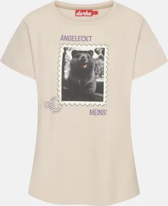 Derbe Derbe T-Shirt Angeleckt Damen Beige Grau GOTS Organic