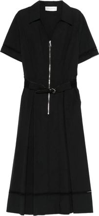 Ermanno Scervino Femme, Robes, Noir, Taille: 36 FR Poplin Chemisier Midi Dress