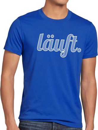 style3 l&auml;uft Herren T-Shirt Funshirt Spruchshirt Shirt, Gr&ouml;&szlig;e:XXL, Farbe:Blau
