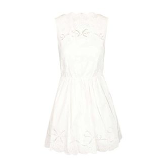 Self Portrait Baumwoll-Minikleid mit Stickerei - - Dresses - Damen - Wei&szlig; - XS