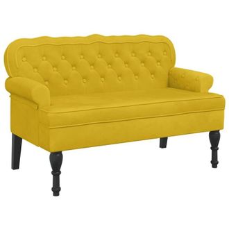 vidaXL Vidaxl - Banc avec dossier jaune 119,5x64,5x75 cm - Velours doux et rembourrage &eacute;pais - Pieds en bois dh&eacute;v&eacute;a massif - Capacit&eacute; 110 kg