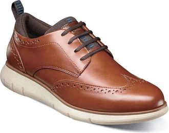 Nunn Bush Herren Stance Wingtip Oxford Brogue Detail Leicht Bequem Schn&uuml;rschuh, Cognac, 43 EU