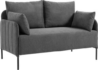 Clp Couch 2-Sitzer bequem Ziden, Sofa gepolstert mit Kissen, Polsterm&ouml;bel bequem bis 300 kg belastbar, Farbe:dunkelgrau