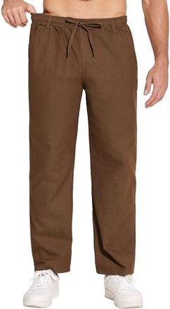 Coofandy Jean droit pour homme - Pantalon stretch à enfiler - Pantalon élégant - Taille élastique avec cordon de serrage - Poches cargo pour homme, Sergé denim