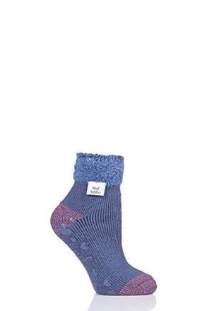 Heat Holders Femme Lounge Plume tête Chaussettes Paquet de 1 Bleu en sourdine37-42