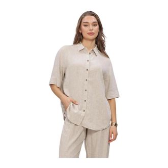Moss Copenhagen MSCHViana Ginia 3/4 Shirt - - Blouses & Shirts - Damen - Beige - M/L