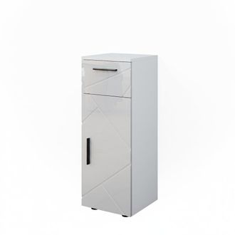 Vicco Midischrank Wei&szlig; Hochglanz Irma 30x81x30 cm - Badezimmerm&ouml;bel, Ideal f&uuml;r kleine R&auml;ume und schmale Nischen