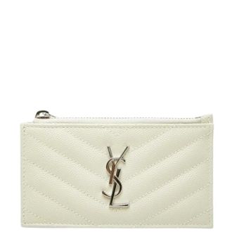 Saint Laurent Porte-cartes Pre-owned - Femme - Pre-owned - Beige - Taille: ONE Size