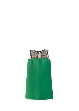 Red Valentino Dotted Tulle Green Shift Dress Size 40