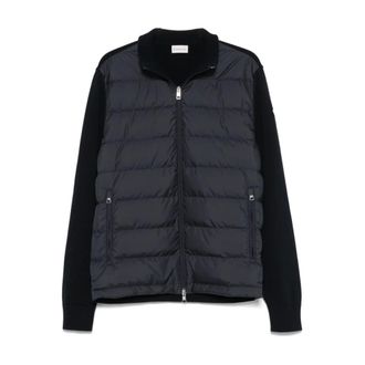 Moncler Homme, Vestes, Bleu, Taille: M Cardigan Bleu avec Rembourrage en Duvet