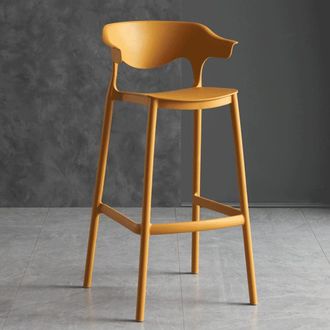 Generic Stapelbarer Barhocker Aus Kunststoff mit R&uuml;ckenlehne, 75 cm Hoch, Gelb, f&uuml;r K&uuml;chentheke Und Outdoor-Freizeit