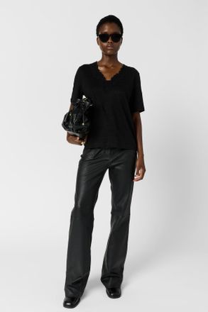Gerard Darel T-shirt en lin &agrave; broderies - MAEVANELLE - Noir