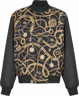 Balmain Wende-Bomberjacke mit Cha&icirc;nes-Muster - - Jackets - Herren - Schwarzk - XL