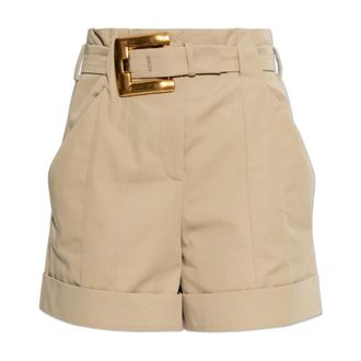 Balmain Baumwoll-Gabardine-Shorts mit G&uuml;rtel - - Shorts - Damen - Beige - S