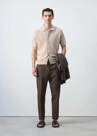 Mango Polo en maille structur&eacute;e 100 % coton sable - Homme - XXL - MANGO MAN