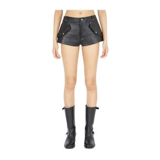 Durazzi Milano Leder Mini Shorts - - Shorts - Damen - Schwarzk - S