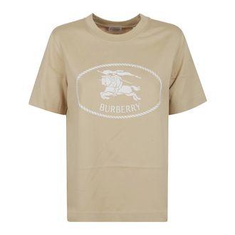 Burberry Femme, Tops, Beige, Taille: 40 FR Knight Stamp Cotton T-shirt